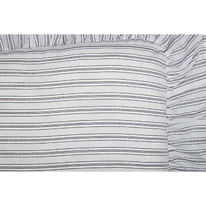 Piper Classics Timeless Ticking Ruffled Chair Pad, 16" L x 16" W, Soft White and Gray Ticking Stripes, Vintage Farmhouse Chic Seat Cushion