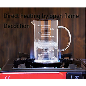 KINNOSE Graduated Beaker Mug with Handle and Durable Bamboo Lid Borosilicate Glass Multi-Function Food Grade Measuring Cup 500ml