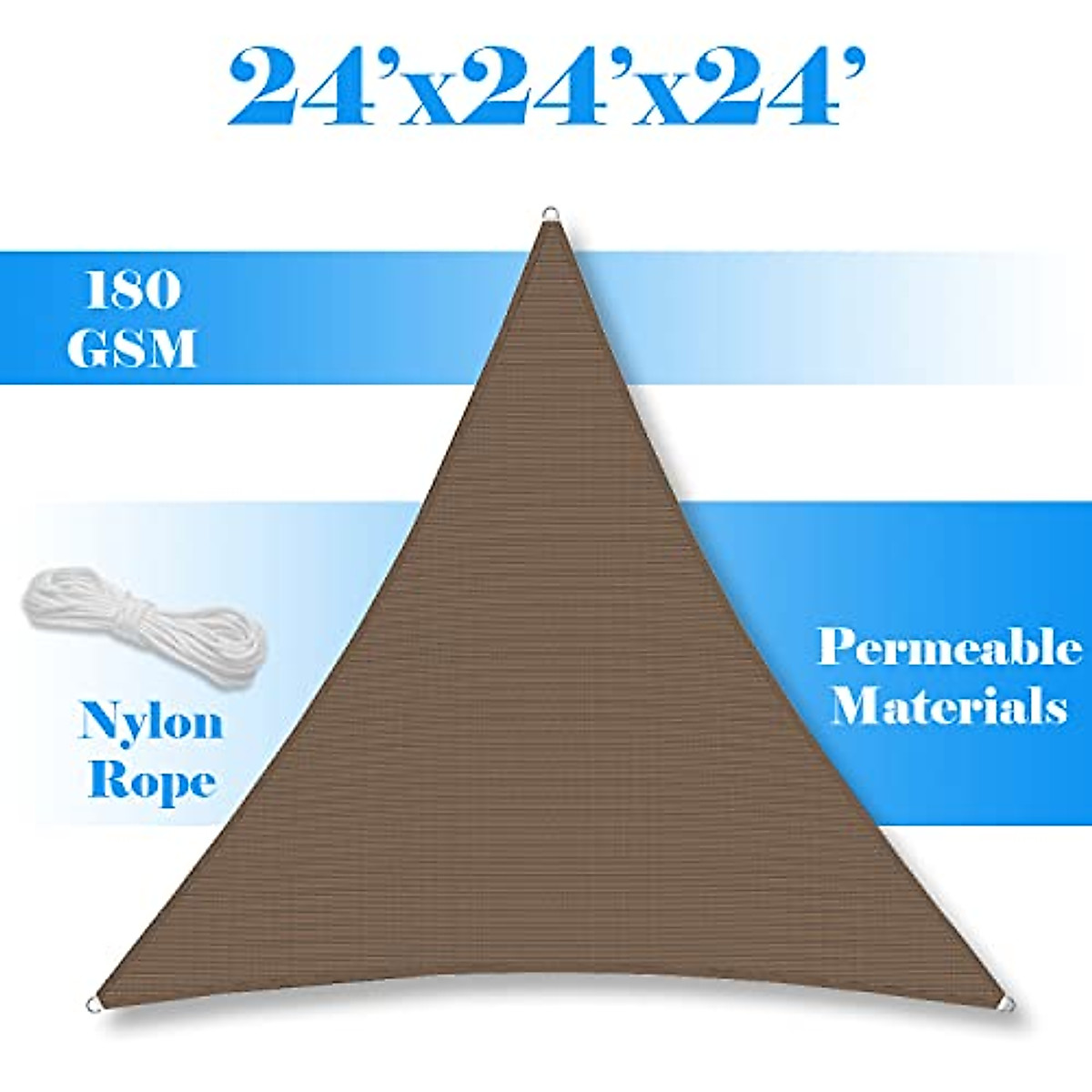 AwnPro Equilateral Triangle Shade Sail 6' x 6' x 6' Canopy to Block Sunlight for Outdoor Patio Garden Patio Deck Pergola (Brown)