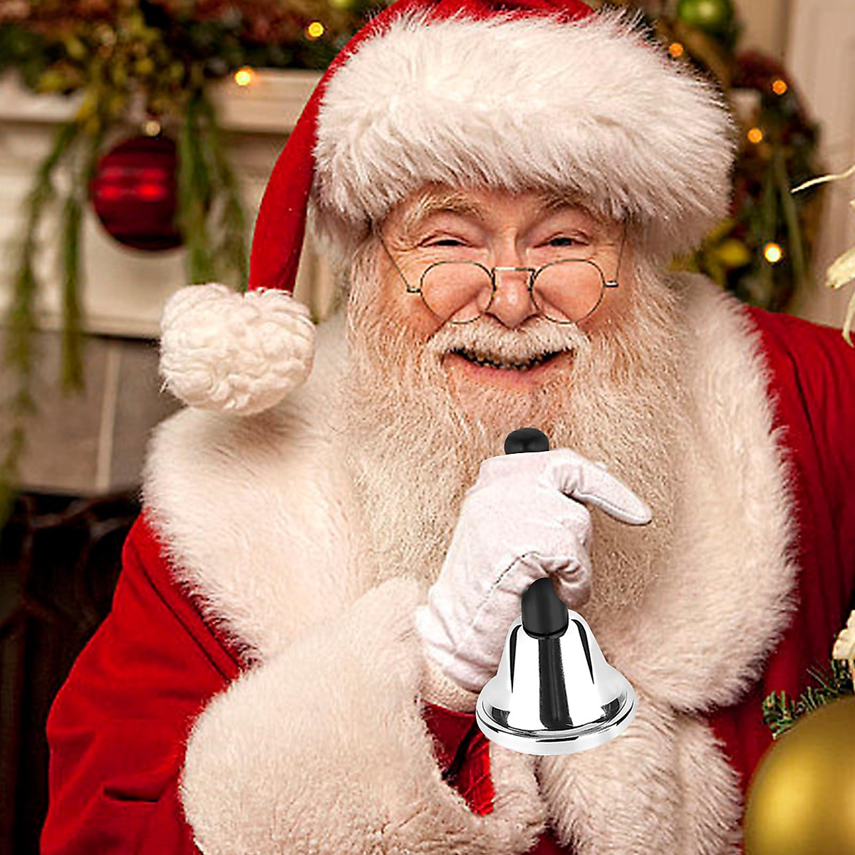 Tytroy Set of 2 Silver Steel Hand Bell Loud Call Bell Alarm