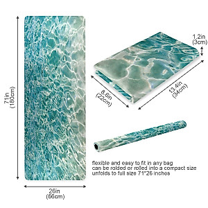 Qilmy Pacific Ocean Yoga Mat Non-Slip Foldable Sweat Absorbent Travel Yoga Mat with Carrying Bag for Yoga, Pilates, Exercise, Workout, Bikram and Hot Yoga 71 x 26 Inch