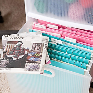 Sterilite Ultra 2 Drawer Filing Storage Cart, Plastic Rolling Cart with Wheels to Organize Desk, Office, White with Textured Clear Drawers, 4-Pack