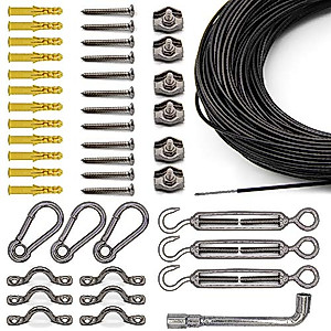 Twinkle Star 164 ft Globe String Lights Suspension Kit Stainless Steel Globe Lights Kit Outdoor Light Guide Wire for Patio, Garden