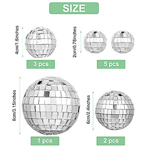 11 Pcs Disco Balls Cake Toppers Birthday Party Decorations Small Disco Ball Table Centerpiece Decor for 70s Themed Dance Party Supplies (Silver)