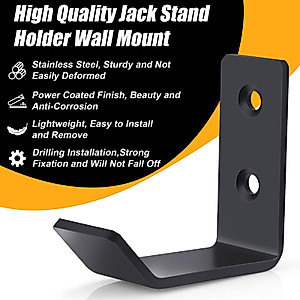 Palksky 8 Pcs Jack Stands Wall Mount Organizer, Car Jack Stands Storge Rack/Hanger/Hook Wall Mount Heavy Duty Stainless Steel Holder Fits 2 & 3 & 5 & 6 Ton Lifting Jack Stands