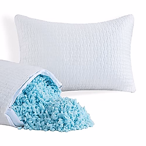 HOMBYS Extra Firm Bed Pillows for Sleeping, Shredded Memory Foam Pillows King Size Set of 2, for Side, Back, Stomach Sleepers,Viscose from Bamboo Cooling Cover