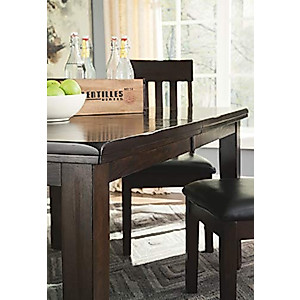 Signature Design by Ashley Haddigan Traditional Rectangular Dining Extension Table, Seats up to 8, Dark Brown
