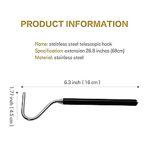 CONSIO Retractable Reptile Hook, Portable Mini Snake Hook Collapsible Stainless Steel Snake Tool, and Snake & Reptile Hook Retractable Catching Snake Handling Tool