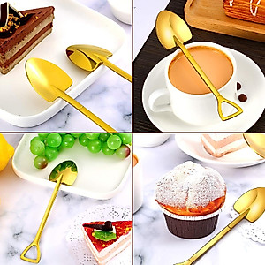 Comicfs 10 Pcs 4.7 Inches Gold Shovel Shape Demitasse Espresso Spoons, Stainless Steel Mini Coffee Spoons Set, Small Spoons for Dessert, Tea, Appetizer, Party Supplies (10 Spoons, Gold)