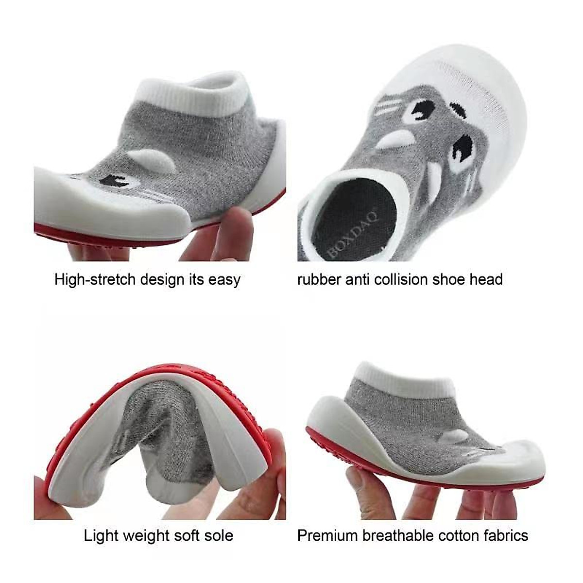 BOXDAQ Infant boy and Girl Indoor and Outdoor Sports Shoes, Casual Silicone Lightweight Non-Slip Toddler Shoes, Breathable Elastic Non-Lacing Socks Overshoes 1 Pair