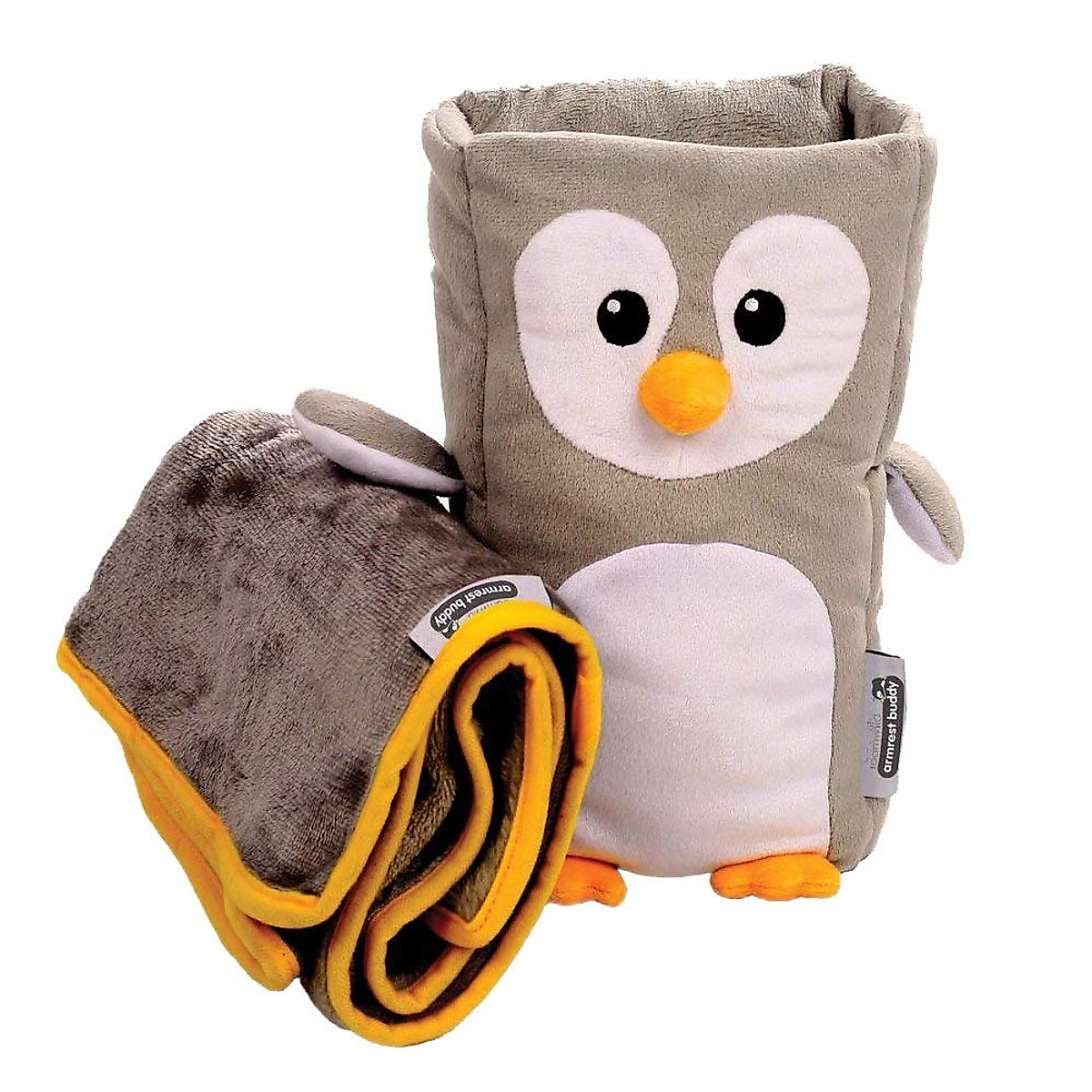 Roamwild Kids Travel Pillow and Travel Blanket Set - 'Tux' Armrest Buddy Transforms Any Armrest Into a Comfy Childs Pillow