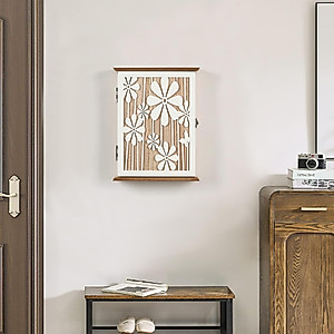 AHUONEL Key Holder Wall Mount Wooden Key Holder for Wall, Rustic Key Rack Wall Key Holder with 6 Key Hooks, Key Hanger Key Box Key Organizer for Entryway Hallway Office Home Decor