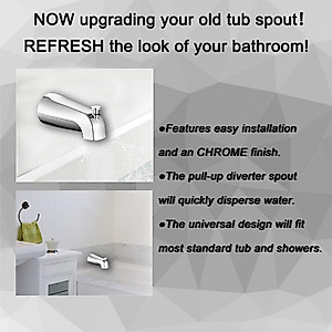 SIIKEYE Bathtub Tub Faucet Spout with Diverter for Slip-FIT Copper Pipe Connections, Chrome