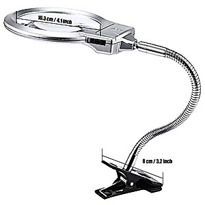 Magnifers Lighted Hands Free,Pro-Flex Desk Led Magnifying Glass Lamp 2.25X 5X Insert Lens Desktop Table Lamp for Close Work, LED Lighted Gooseneck Magnifier with Clamp for Reading