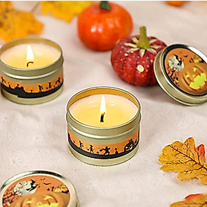 Scented Candles, Halloween Decorations, Halloween Candles for Home Scented, Pumpkin Candle Set, Soy Wax Candles Gift Set for Halloween Night Party (4 x 2.5 oz) Valentines Day Gifts for Her