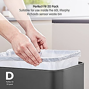 Morphy Richards 979038 Kitchen Bin 60L Lemon Scented Heavy Duty Drawstring Bin Liners, 20 Pack, White compatible with most 60L bin