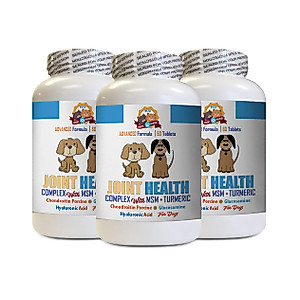pet Joint Supplements - Dogs Joint Health Complex with Turmeric and MSM - Supports Hips and Joints - Turmeric for Dogs - 3 Bottles (180 Tablets)