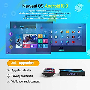 Android 10.0 TV Box, 4GB RAM 32GB ROM Android TV Box Quad-core Smart Android TV Box 64bit, Support 2.4G/5.0G Dual WiFi 6K Utral HD / 3D / H.265 with BT 5.0