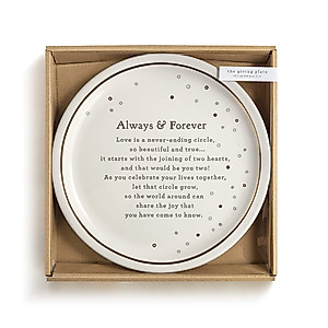 DEMDACO Always and Forever Gold Rimmed 10 inch Stoneware Giving Dinner Plate Platter