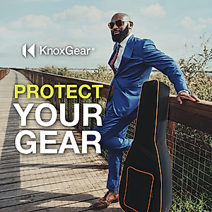 Knox Gear KN-SGC01 Acoustic Dreadnought Guitar Lightweight Hard-Foam Case w/ Back Straps, black