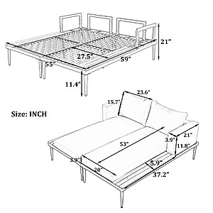 VilroCaz Modern Outdoor Patio Daybed with Wood Topped Side Spaces for Drinks, All Weather Chaise Lounges Reclining Chairs with Fixable Cushion for Garden Balcony Poolside Deck (Beige-T)