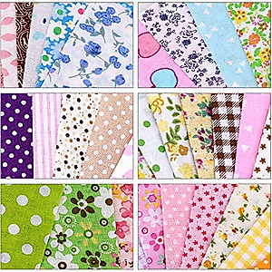 Konsait 100pcs Floral Cotton Fabric Patchwork, 4" x 4" (10cm x 10cm) Quilting Sewing Craft Fabric Bundles, Fat Squares Patchwork for DIY Sewing Decorative Fabric for Upholstery and Home Accents