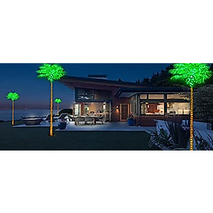 Palm Trees for Outside Patio Decor, 7FT 250 LED Lighting Artificial Palm Tree with Coconuts, Outdoor Pool Tropical Decorations for Home Party Hawaiian Jungle Christmas Nativity Beach Garden Park