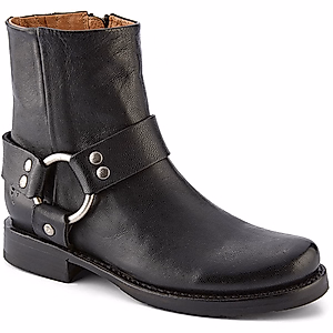Frye Veronica Harness Short 6" Booties for Women - Leather Upper with Luxurious Leather Lining, Inside Zipper, Snap Harness, and Rubber Lug Outsole, Black - 8 M