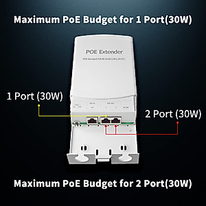 1 in 2 Out Outdoor Waterproof Poe Extender, 10/100Mbps, Extends 250m for Total Distance Up to 350m, IEEE802.3af/at for PoE Switch/Injector and Security POE Camera Over Cat5/6 Cable