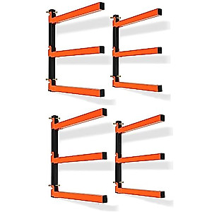 Thanaddo 3-Level Metal Wall Mount Lumber Storage Rack Wood Organizer Rack Lumber Rack Metal Rack Indoor & Outdoor (4PACK)