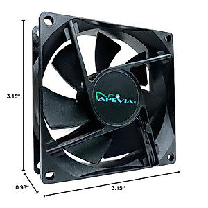 Apevia AF58S-BK 80mm 4pin Molex + 3pin Motherboard Silent Black Case Fan - Connect to Power Supply or Motherboard (5-pk)