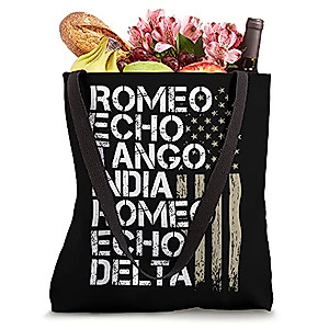 RETIRED Military Men Women Phonetic Alphabet Retirement Tote Bag