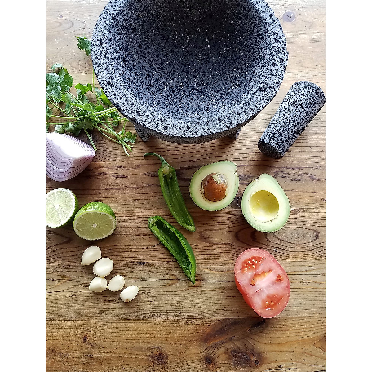 RSVP International Authentic Mexican Molcajete, 8.5" x 5", Natural Volcanic Stone