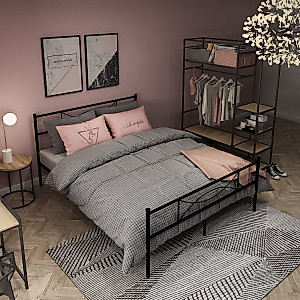 Weehom Metal Bed Frame Platform Mattress Foundation/Box Spring Replacement Platform Bed Kids Bed Twin Black