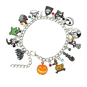 DEZHAN Halloween Nightmare before Christmas Horror Bracelet Charm, Jack Sally Zero The Dog Oogie Boogi Bracelet for Women and Men