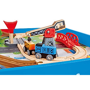 Hape Wooden Blue Foldable Ride-on Train Table