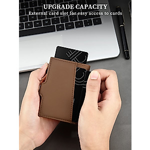 TOYFID Minimalist Wallets for Men,Slim Wallets for Men,Pop Up Wallet,Credit Card Leather Minimalist Wallet,Minimalist Wallet for Business Men,Leather Men's Wallets,RFID Blocking Protection