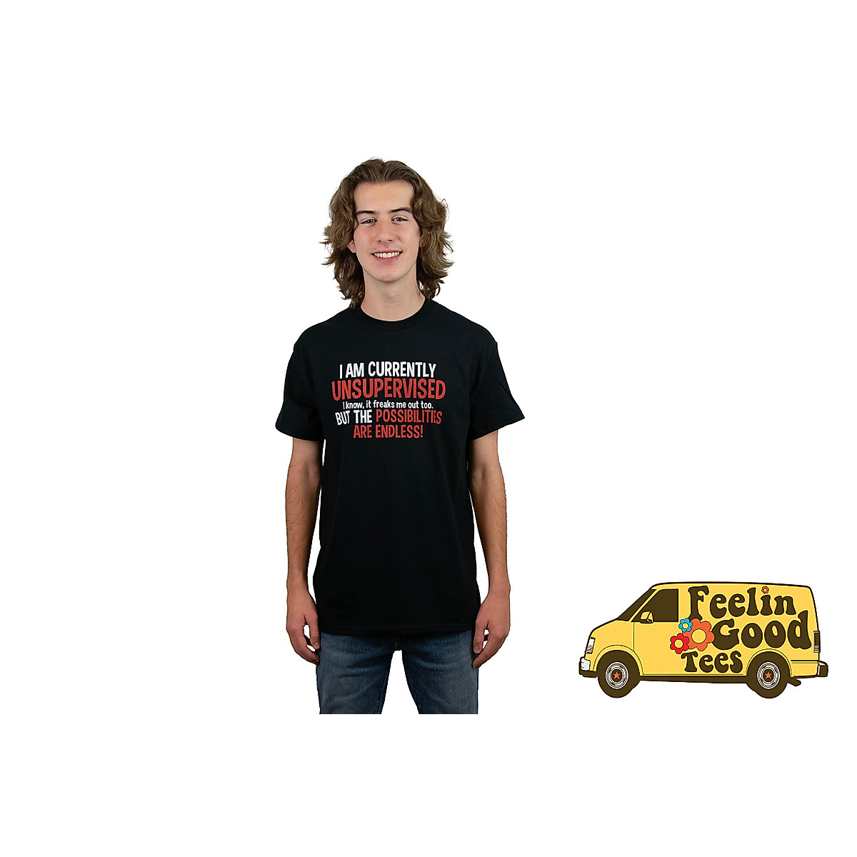 Currently Unsupervised Novelty Graphic Sarcastic Funny T Shirt M Black