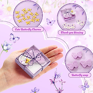 Dansib 30 Set Butterfly Soap Baby Shower Favors Butterfly Handmade Scent Soaps with Gift Box Thanks for Fluttering by Cards Butterfly Charms for Guest Gender Reveal Keepsake Party Wedding