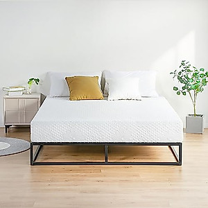 Olee Sleep 9 Inch Modern Metal Platform Bed Frame, Steel Slat Anti-Slip Support, Steel Mattress Foundation, No Box Spring Needed, Black, King Size