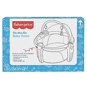Fisher-Price Portable Baby Bassinet and Travel Play Area with 2 Toys, Indoor or Outdoor Use, On-The-Go Baby Dome, Whimsical Forest, HMV24