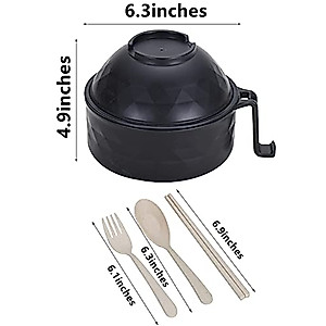 Ramen Cooker Ramen Bowl Set with Chopsticks Microwave Noodle,College Dorm Room Essentials for Girls for Boys Apartment-Black