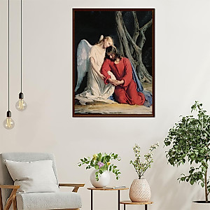 UPABLUNSO Diamond Painting Angel in The Garden Jesus Christian Religion Kit for Adults Full Drill Diamond Art Painting by Number Kits Gem Art Wall Home Decor 12x16 Inch