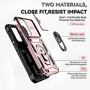 MLDWH Samsung Galaxy A54 5G Case with Stand Kickstand Ring and Camera Cover with Screen Protector [2 Pack], Heavy Duty Military Grade Shockproof Protective Cover for Samsung Galaxy A54 5G (Rose Gold)