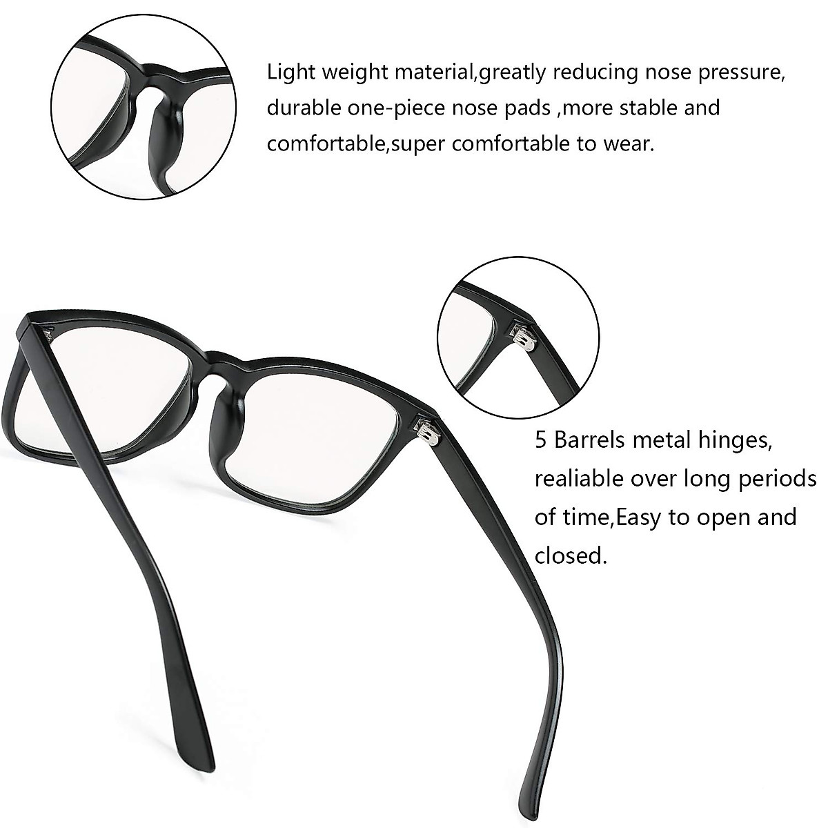 DeBuff Blue Light Blocking Glasses Women Men Clear Lens Square Frame Computer Eyeglasses (Clear)