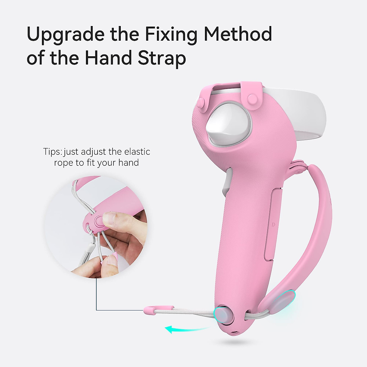 KIWI design Controller Grips Cover with Battery Opening Adjustable with Knuckle Straps, Suitable for Large Hands Compatible with Quest 2 Accessories (Pink)