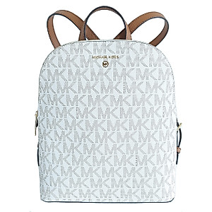 Michael Kors Cindy Vanilla MK Logo Large Backpack