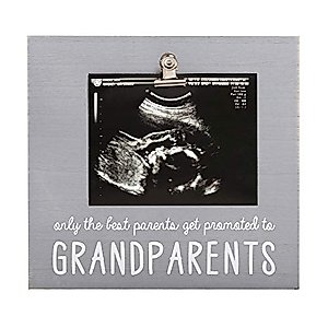 Pearhead Distressed Gray Grandparents Picture Frame, 6.75x7.25in, Ultrasound Photo Keepsake, Baby's First Christmas, Holiday Gift Idea