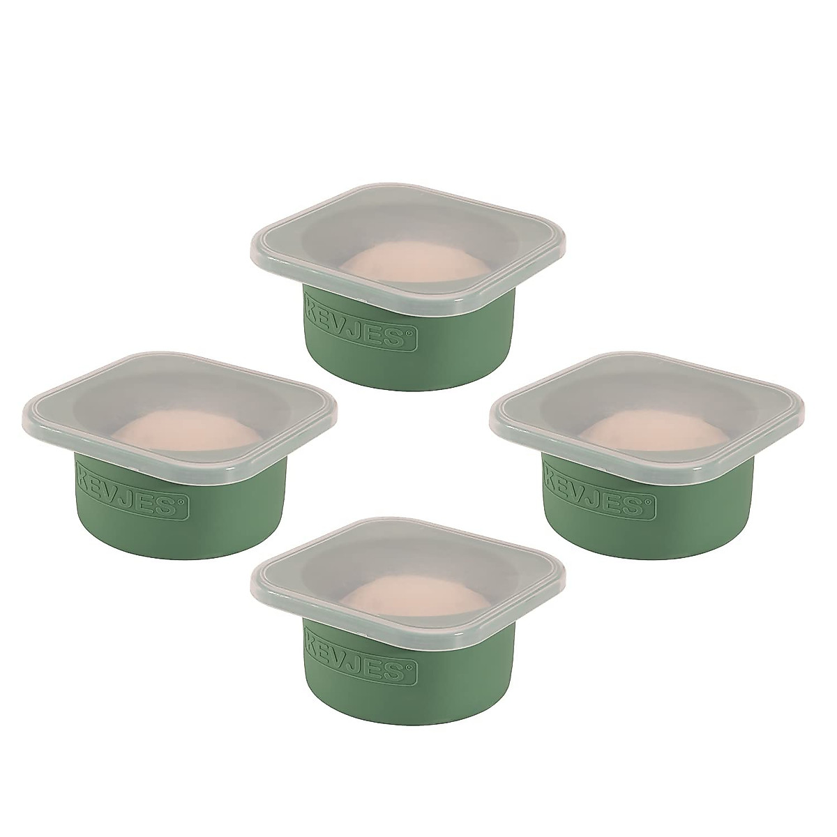 KEVJES Stackable Silicone Artisan Pizza Dough Proofing Boxes Proving Containers with Lids pizza making accessories-4 pack-500ml portion (Green)