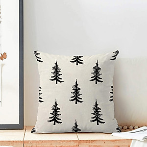 CXMEIFLY Christmas Pillow Covers 18x18 Inch Set of 2 Cream Black Christmas Tree Decor Throw Pillows Winter Xmas Holiday Outdoor Cushion Cases for Couch Bed Decorations